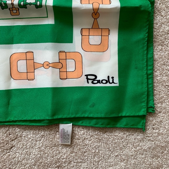 Paoli | Accessories | Green Orange White Chain Link Square Scarf | Poshmark